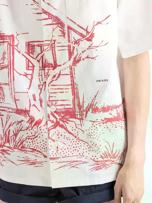 Prada Printed Bowling Shirt - White