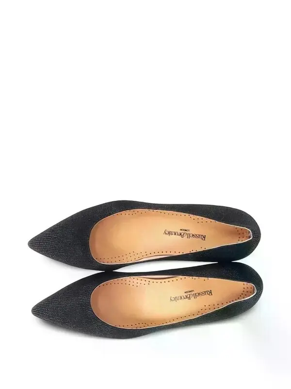 RUSSELL & BROMLEY Textured Leather Pointed Toe Kitten Heel Pumps