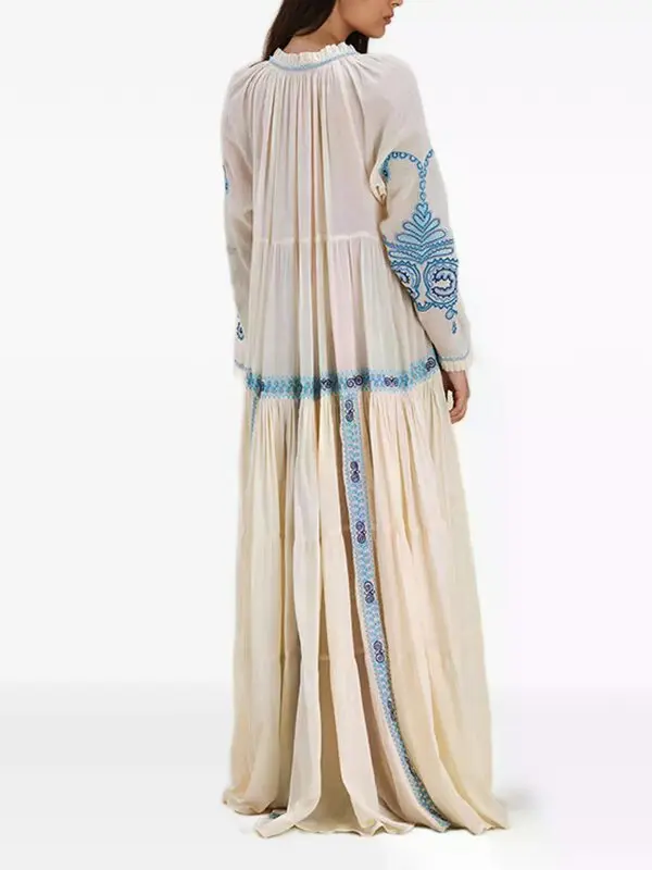 FORTELA Embroidered Tassel Maxi Dress
