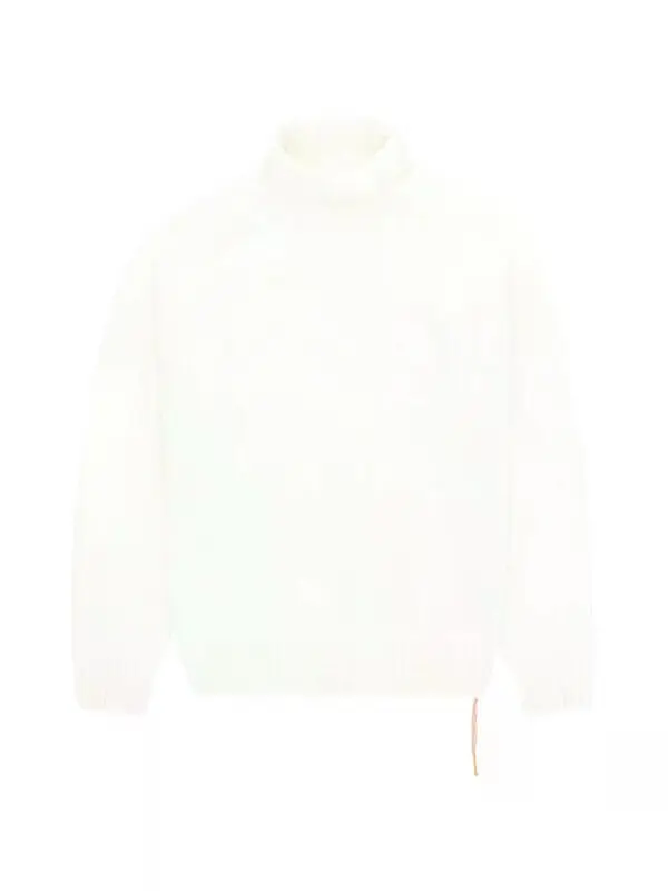 FORTELA Mallory Ribbed Turtleneck Sweater With Pocket - Neutrals