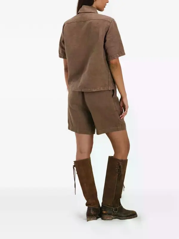FORTELA Bohemian Pocket Short-sleeve Shirt - Brown