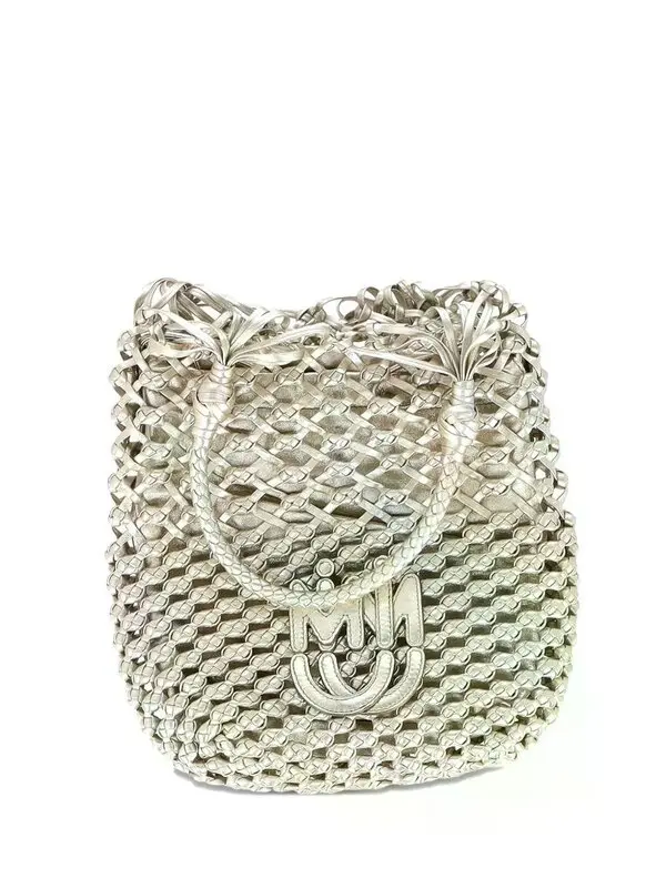 Miu Miu Weave Effect Leather Tote Bag - Silver