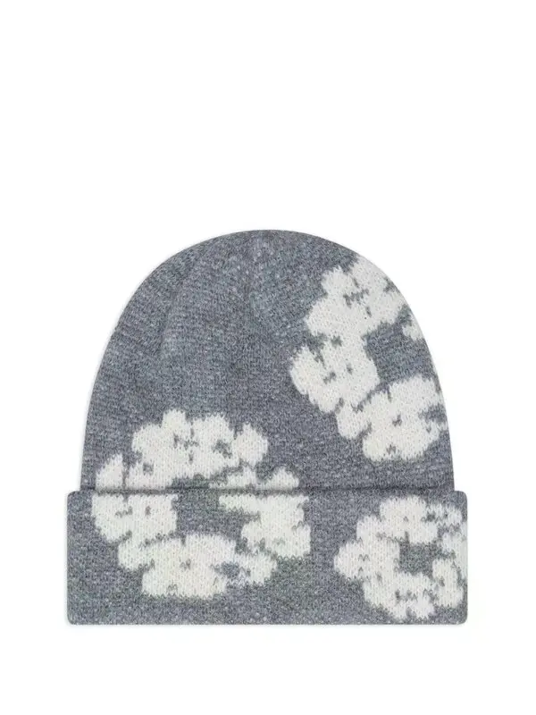 DENIM TEARS Flower-print Beanie - Grey