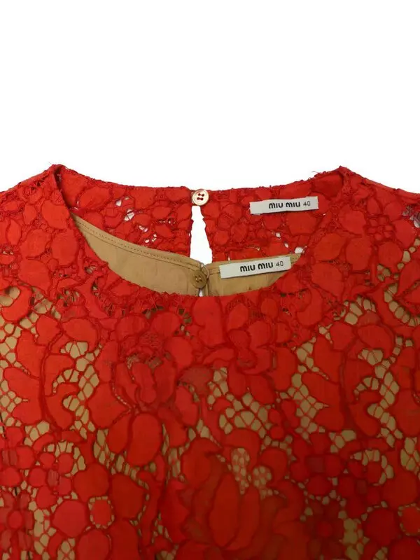 Miu Miu Sleeveless Lace Dress - Red