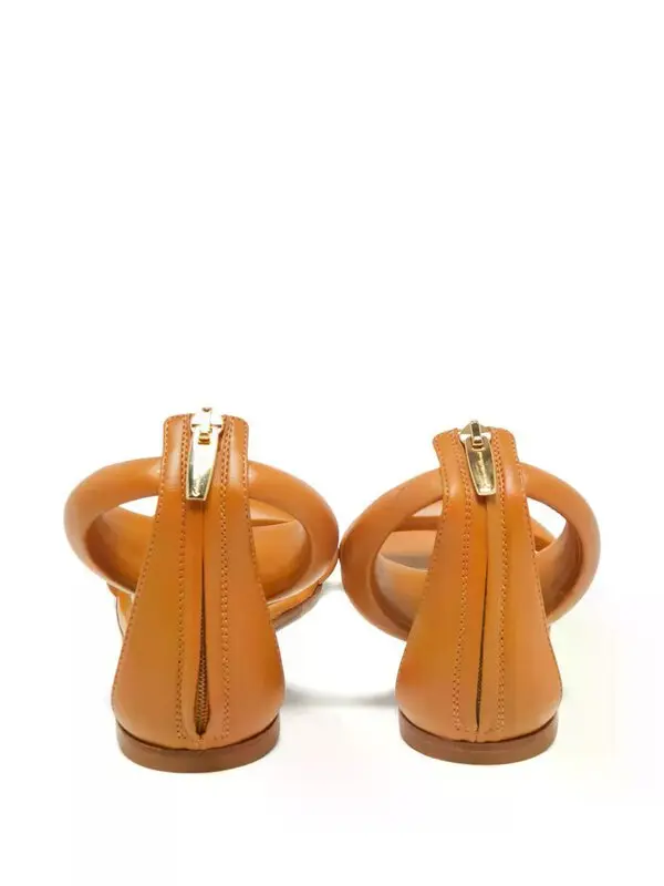 GIANVITO ROSSI Bijoux Leather Flat Sandals - Brown