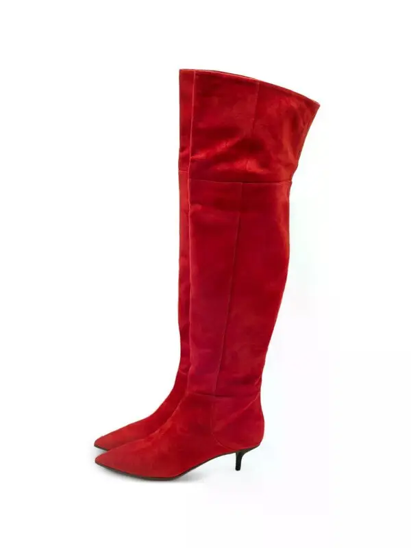 JIMMY CHOO Suede Knee-high Pointed Toe Boots