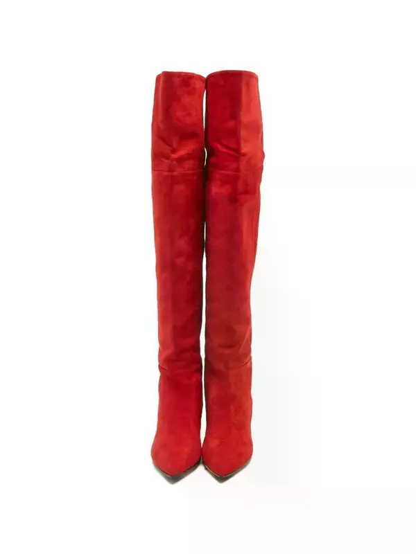 JIMMY CHOO Suede Knee-high Pointed Toe Boots