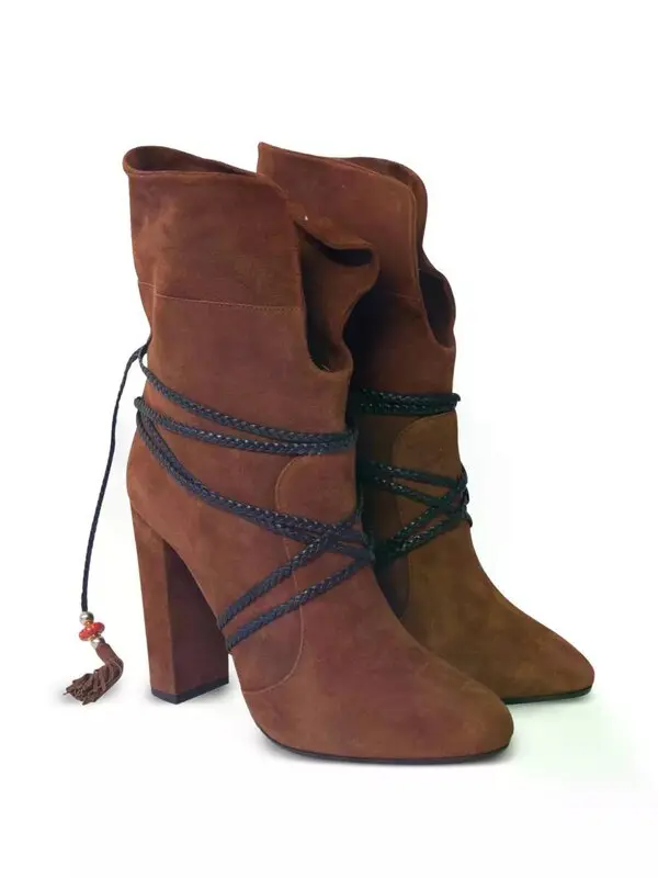 AQUAZZURA Suede Tie Fastening Boots - Brown