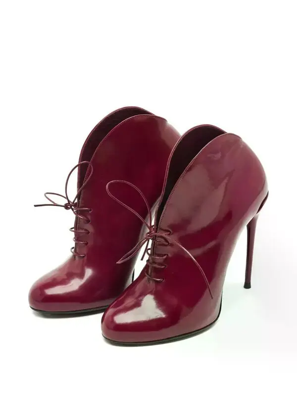 Gucci Burgundy Leather Stiletto Heel Ankle Boots