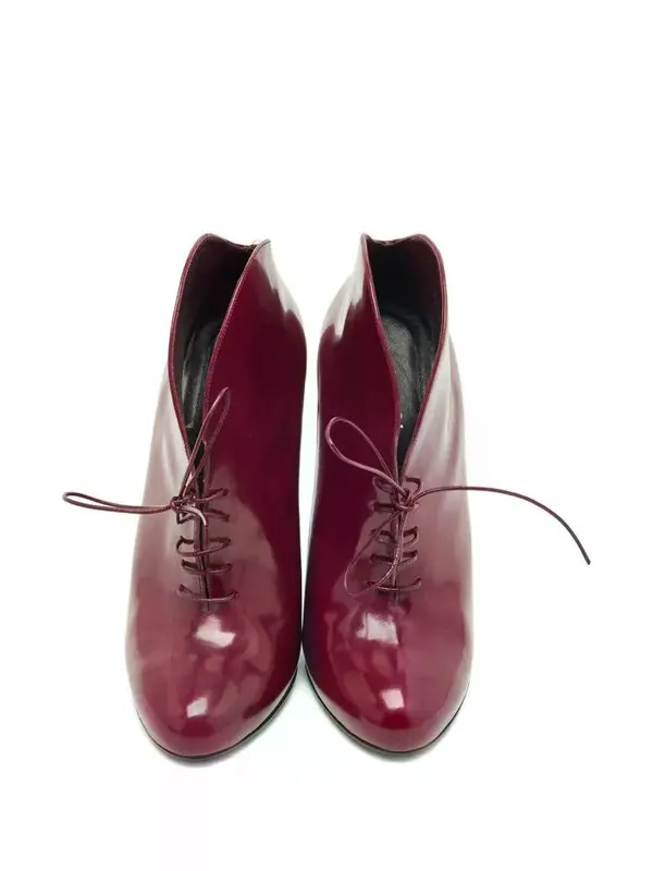 Gucci Burgundy Leather Stiletto Heel Ankle Boots