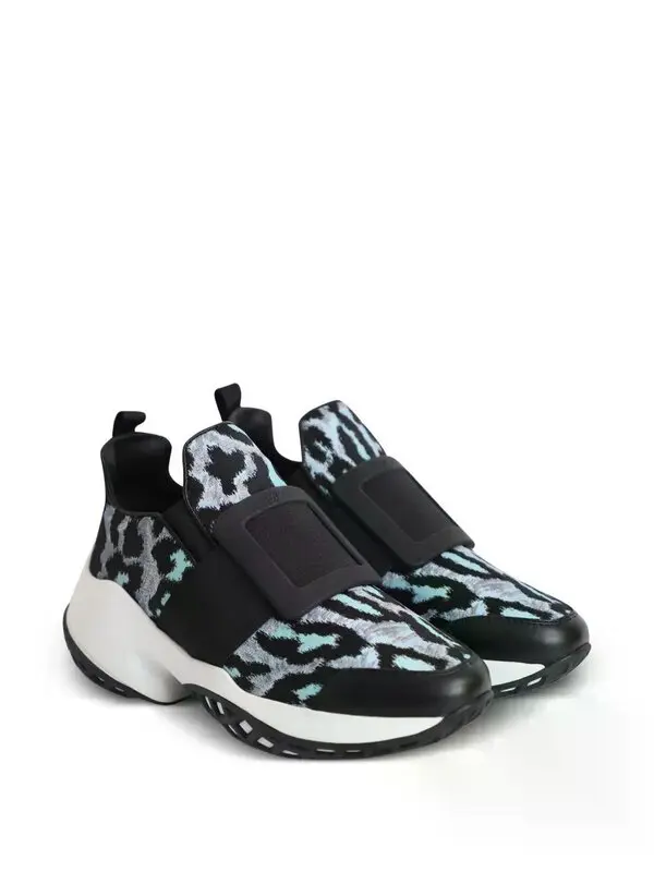 ROGER VIVIER Run Viv Leopard Print Slip-on Sneakers - Black