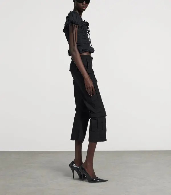 Balenciaga Gathered Cotton Crop Top