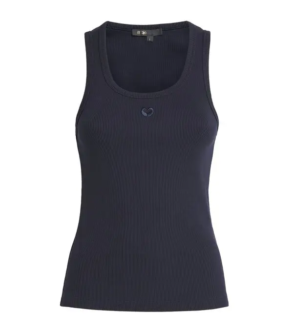 Maje Stretch-cotton Ribbed Logo Tank Top - Blue