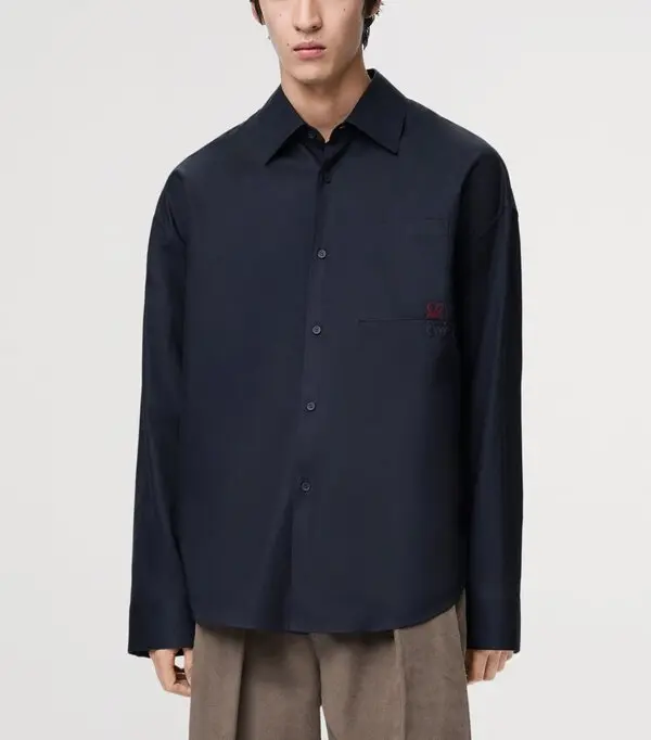Loewe Cotton-blend Long-sleeve Anagram Shirt