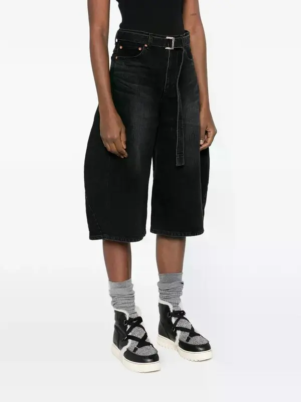 Sacai Belted Wide-leg Trousers - Black