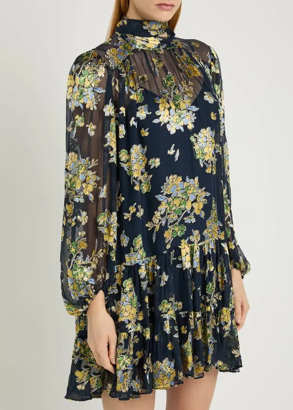 Rixo Anaya Floral Chiffon Mini Dress - Multicoloured