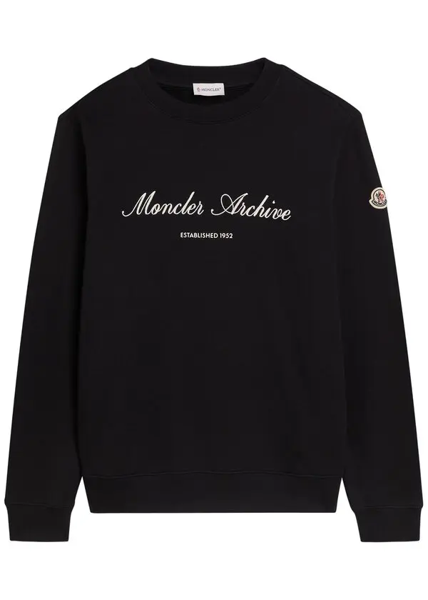 Moncler Logo-embroidered Cotton-blend Sweatshirt - Black