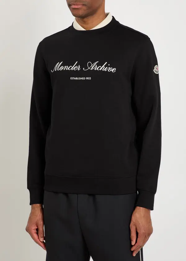 Moncler Logo-embroidered Cotton-blend Sweatshirt - Black