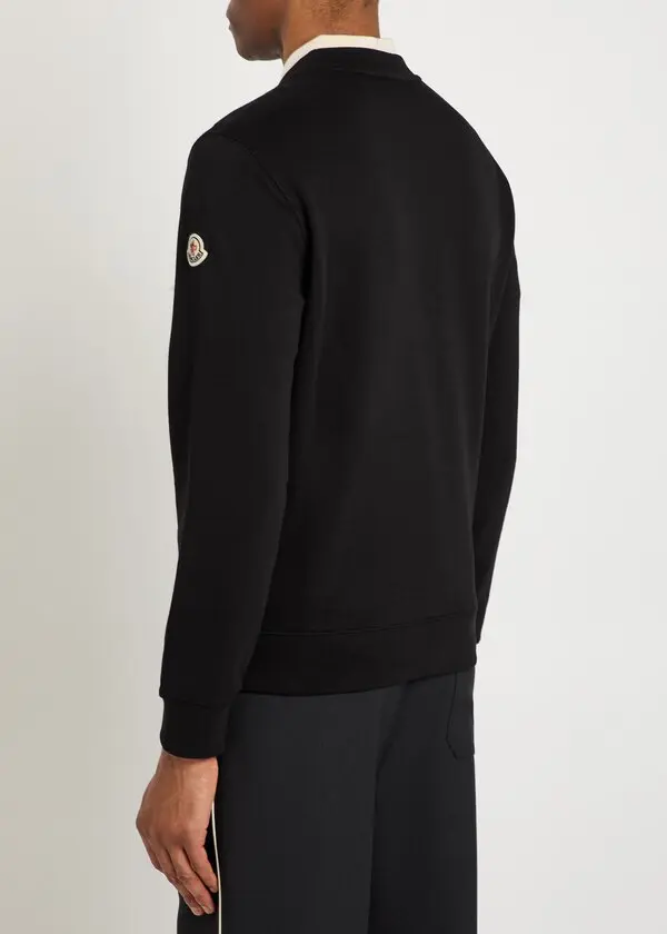 Moncler Logo-embroidered Cotton-blend Sweatshirt - Black