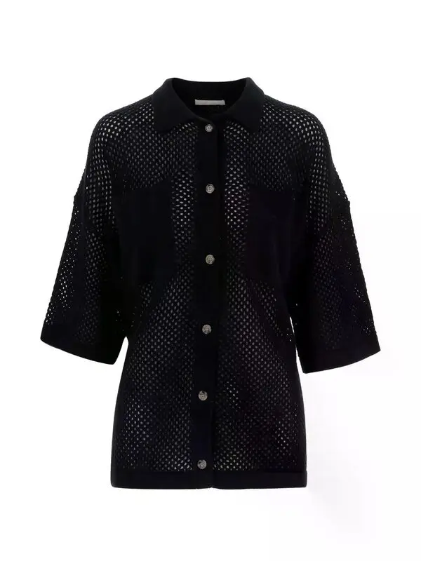 ALLUDE Openwork Cardigan With Geometric Pattern