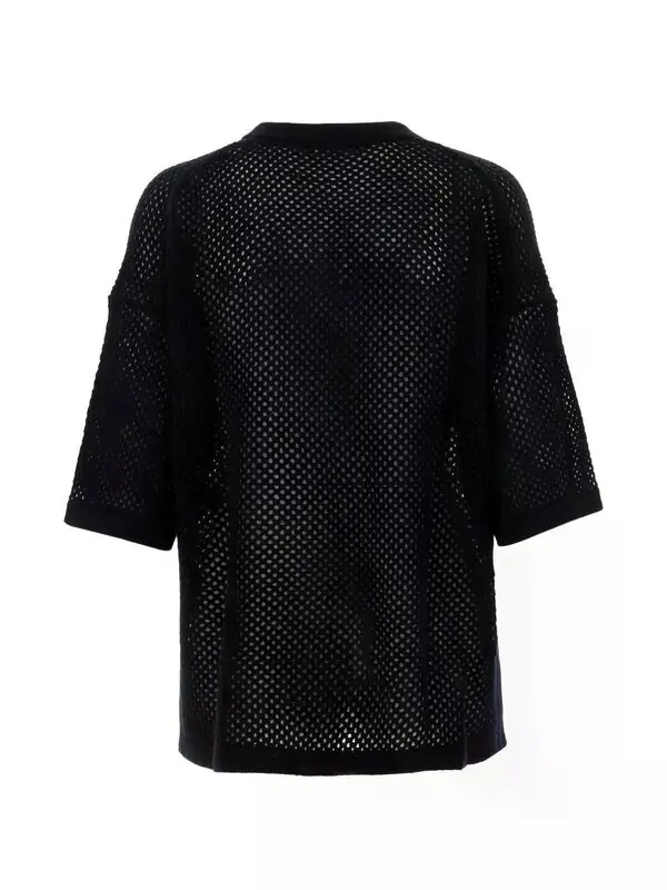 ALLUDE Openwork Cardigan With Geometric Pattern