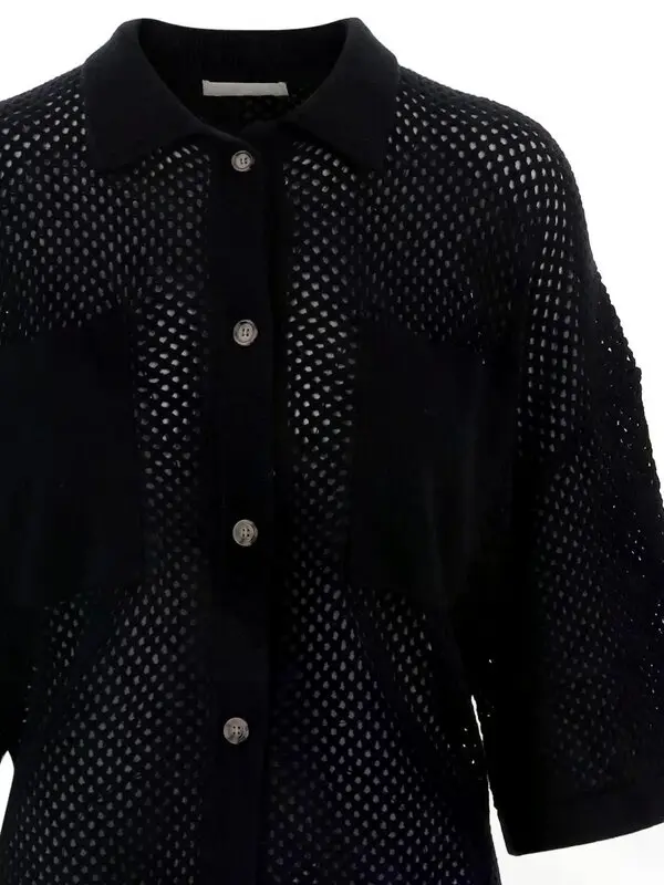ALLUDE Openwork Cardigan With Geometric Pattern