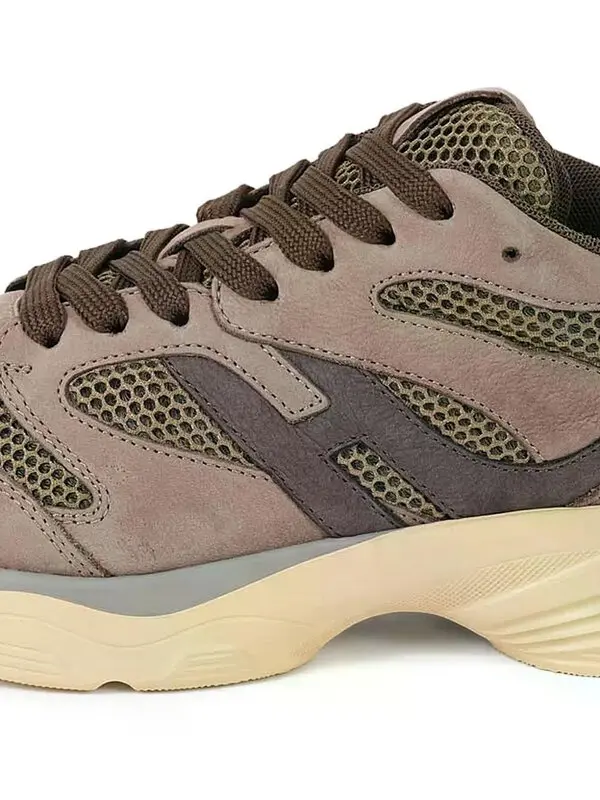 Hogan Panelled Logo-appliqué Sneakers - Brown