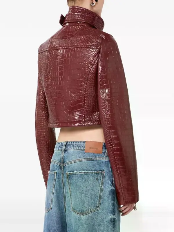 Sportmax Alligator-effect Collar Jacket - Red