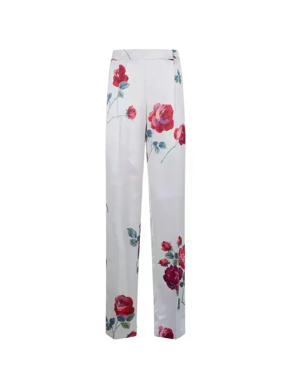 N°21 Floral Print Elasticated Waist Trousers - White