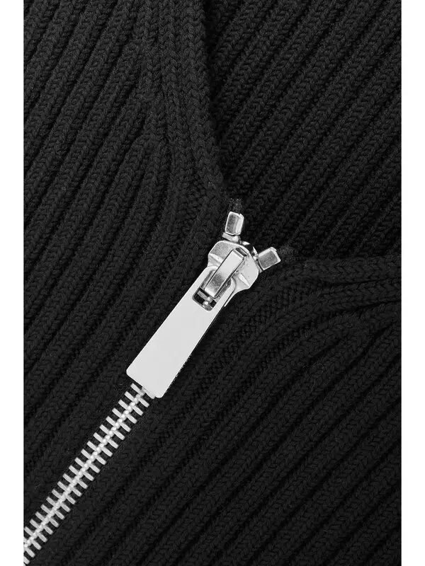 Michael Kors Cropped Ribbed Wool-blend Cardigan