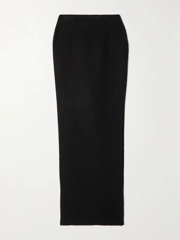 Alessandra Rich Wool-blend Bouclé Maxi Skirt With Slit