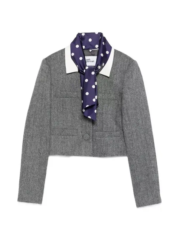 SELF-PORTRAIT Cropped Jacket With Pointed Collar