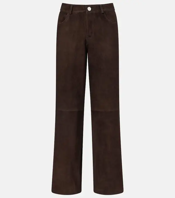 Nour Hammour Milo Suede Wide-leg Trousers - Brown