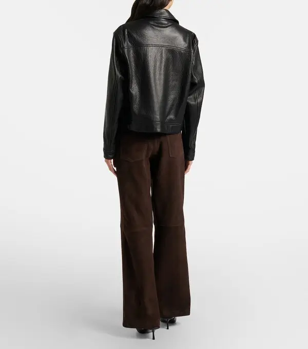 Nour Hammour Milo Suede Wide-leg Trousers - Brown