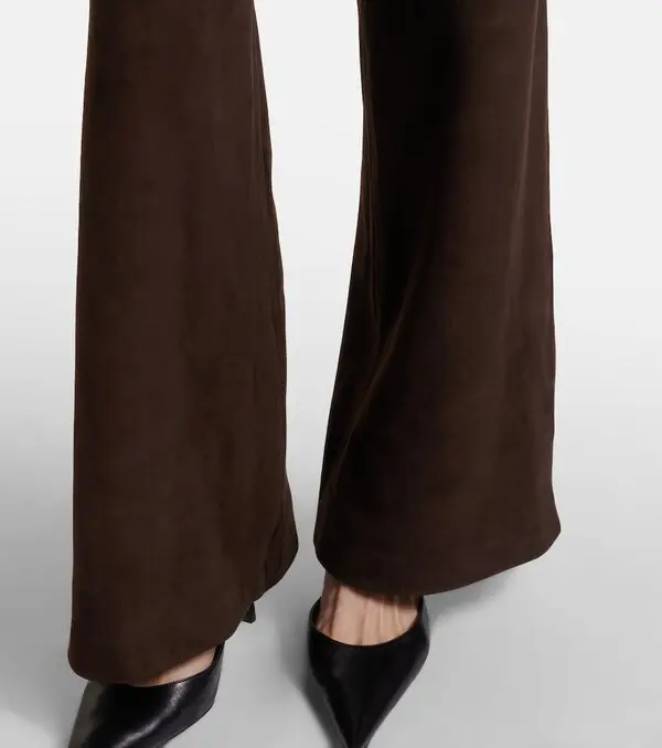 Nour Hammour Milo Suede Wide-leg Trousers - Brown