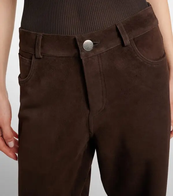 Nour Hammour Milo Suede Wide-leg Trousers - Brown