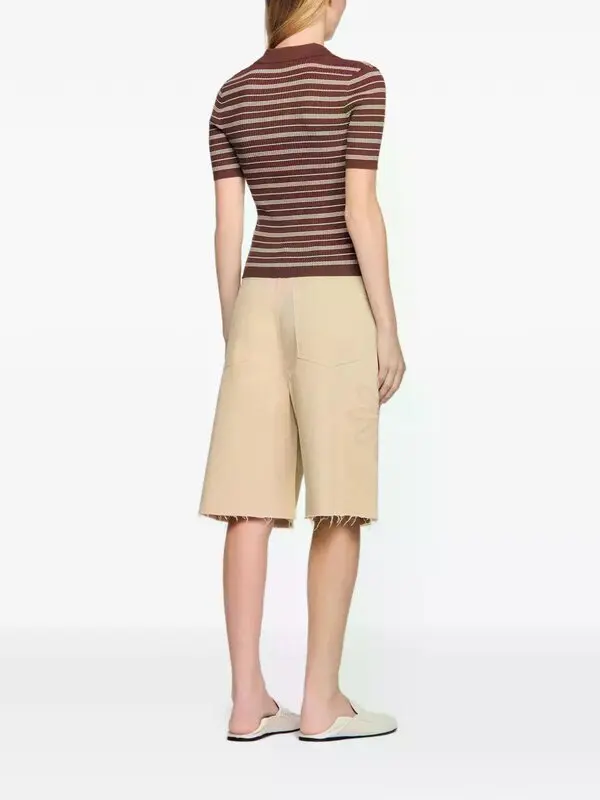 Sandro Striped V-neck Polo Sweater