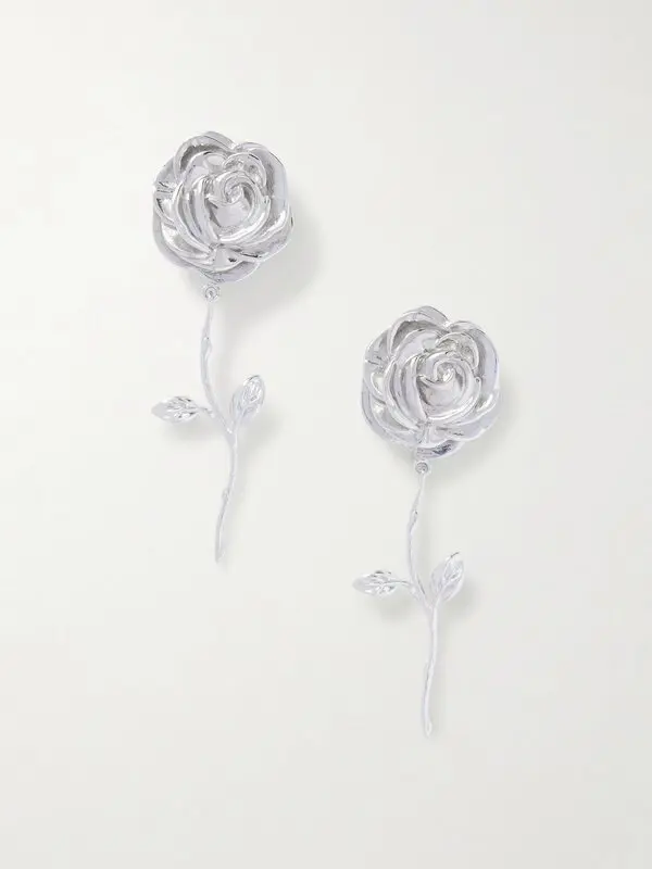 Magda Butrym Rhodium-plated Floral Earrings - Silver