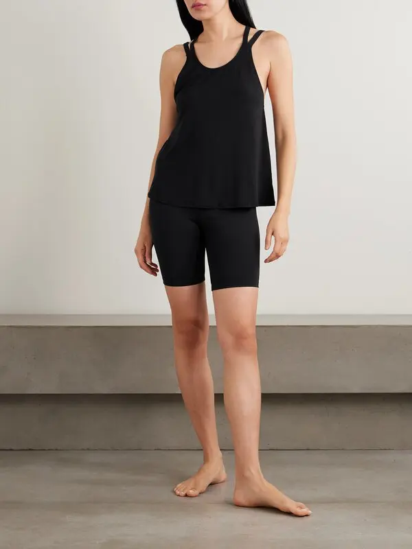 ERES Allyson Embroidered Stretch-modal And Silk-blend Jersey Tank - Black