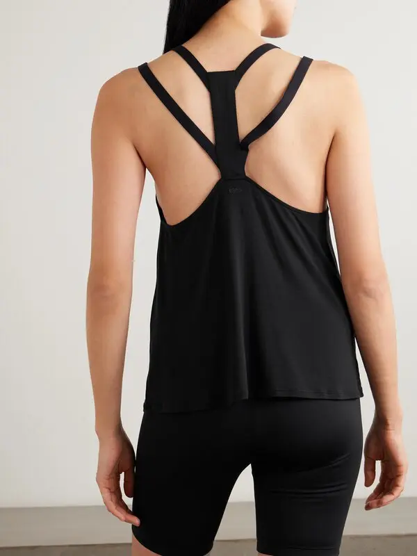 ERES Allyson Embroidered Stretch-modal And Silk-blend Jersey Tank - Black