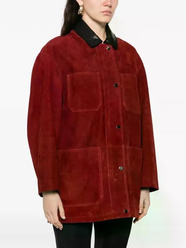 Nour Hammour Suede Jacket With Leather Collar