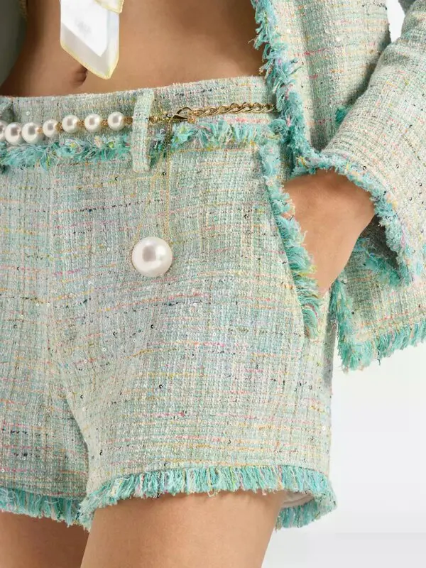 GENNY Fringed Sequined Shorts