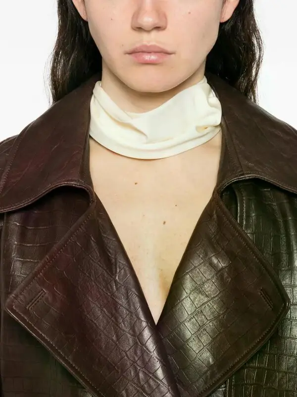 Nour Hammour Haiti Croco Belted Leather Jacket