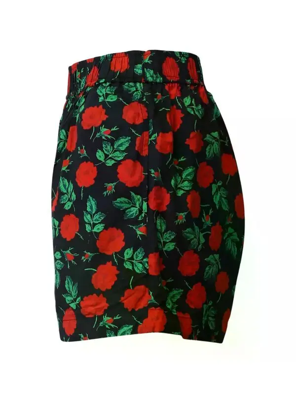 GANNI Rose-print Cotton Shorts