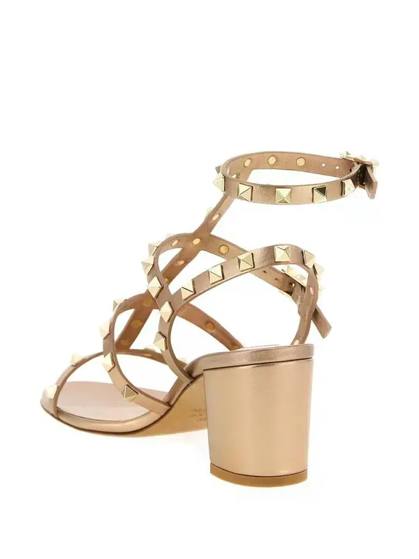 Valentino Garavani Rockstud Leather Block Heel Sandals - Pink