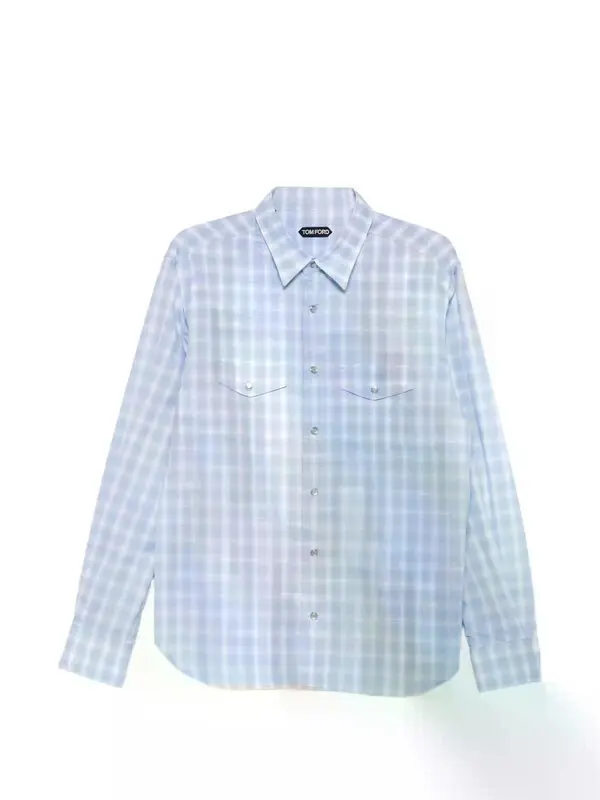 TOM FORD Check Snap-button Shirt - Blue