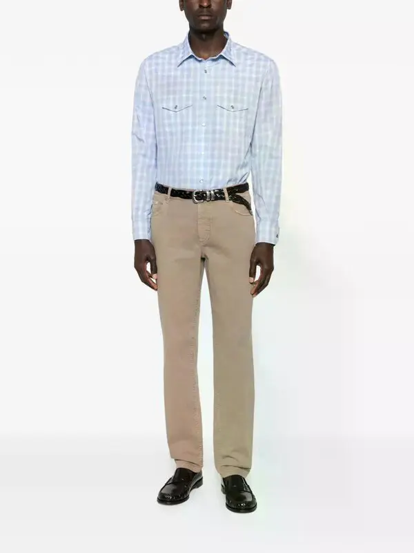 TOM FORD Check Snap-button Shirt - Blue