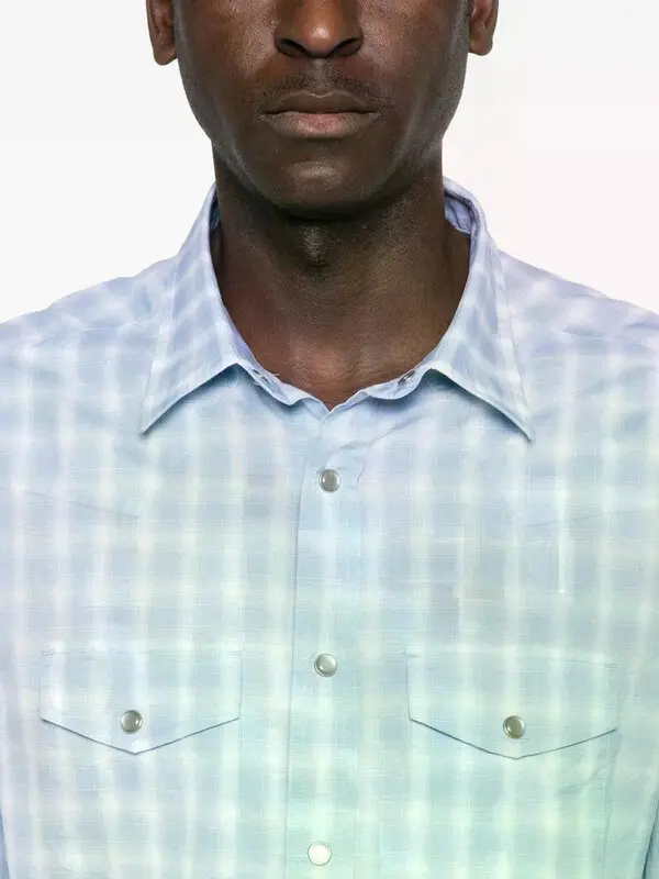 TOM FORD Check Snap-button Shirt - Blue