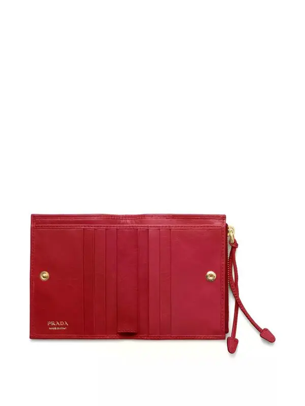 Prada Logo-plaque Leather Wallet - Red