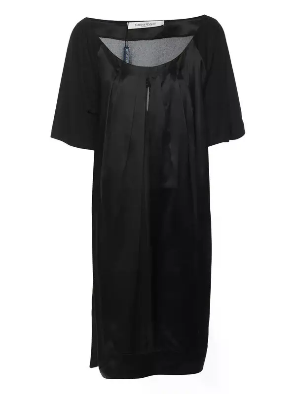 Marina Rinaldi Pleated Satin Top - Black